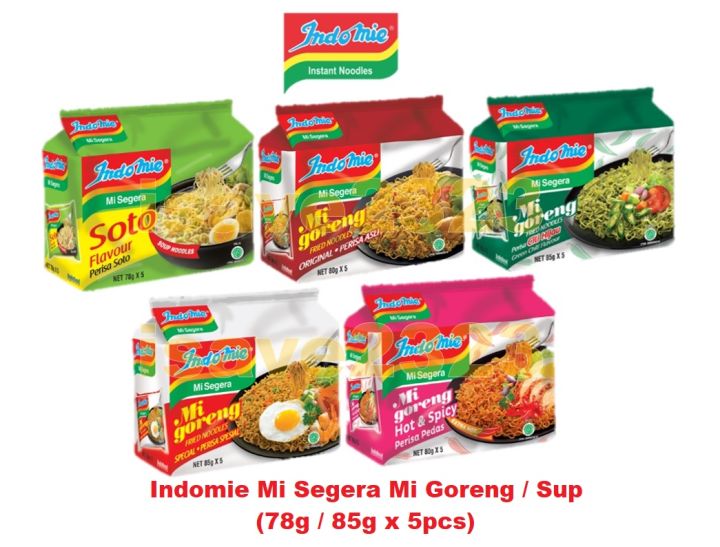 [HALAL] Indomie Mi Segera Mi Goreng / Sup (78g / 85g x 5pcs) - Asli / Pedas / Cili Hijau ...
