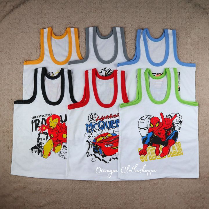 3pcs White Sando for kids Boys 4 to 14 years old Character Designs ...