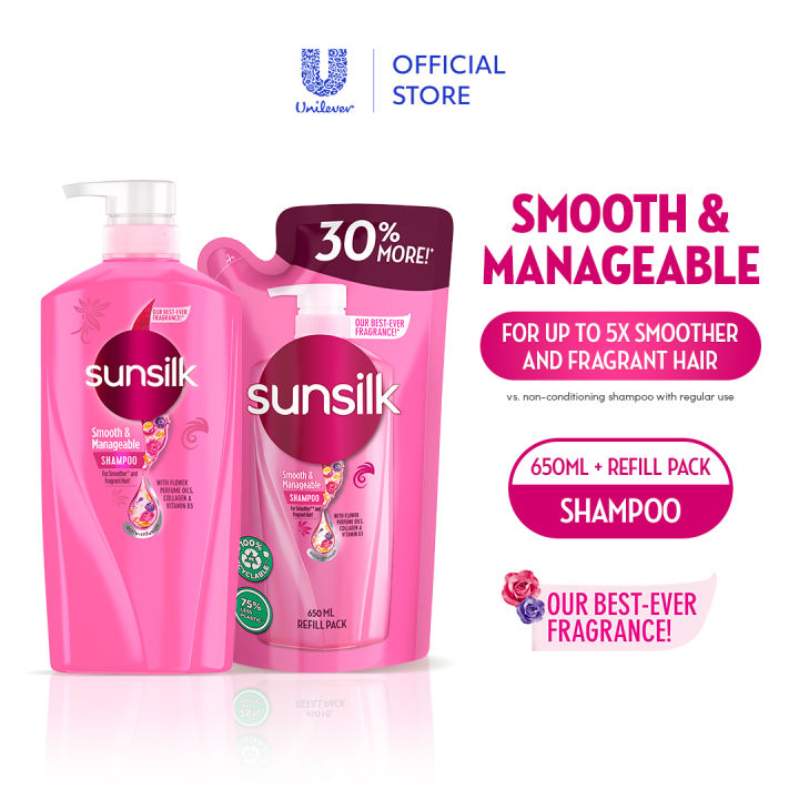 Sunsilk Smooth & Manageable Shampoo 650ml + 650ml Refill Pack | Lazada PH