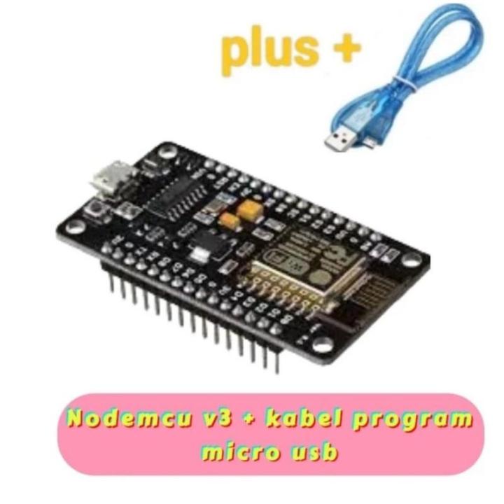 NodeMCU V3 + kabel micro usb CH340 module Lua WIFI iot project Esp8266 | Lazada Indonesia