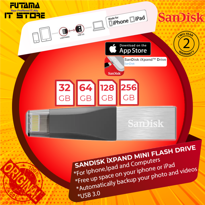 SANDISK iXPAND MINI FLASH DRIVE FOR IPHONE AND IPAD (16GB-128GB) | Lazada
