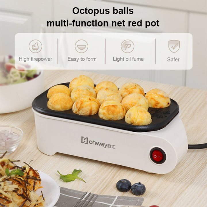 500W Octopus Ball Maker Takoyaki Baking Pan Electric Taiyaki Machine ...
