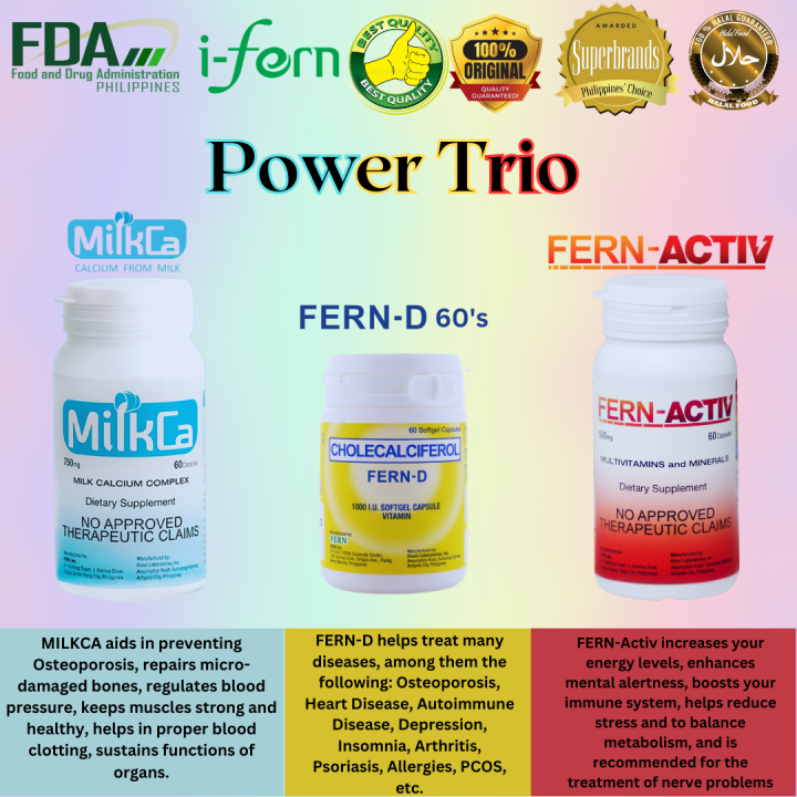 IFERN Original ifern Products Power TRIO Fern D 60 Softgels Fern Activ 60 Capsules Milkca 60 ...
