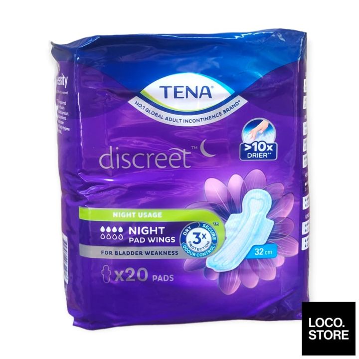 Tena Discreet Incontinence Pads Night Wing 32cm 20s | Lazada