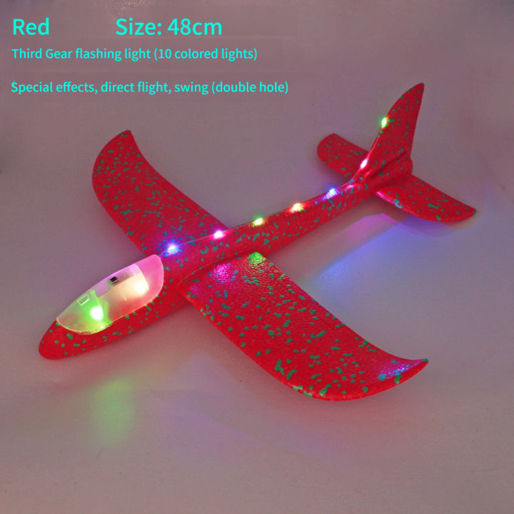 48cm LED Kids Hand Toss Airplane DIY Toy Flying Glider Foam Airplane ...