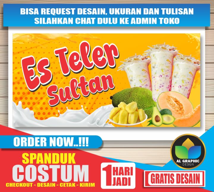Spanduk banner es teler bisa custom GRATIS desain COD | Lazada Indonesia