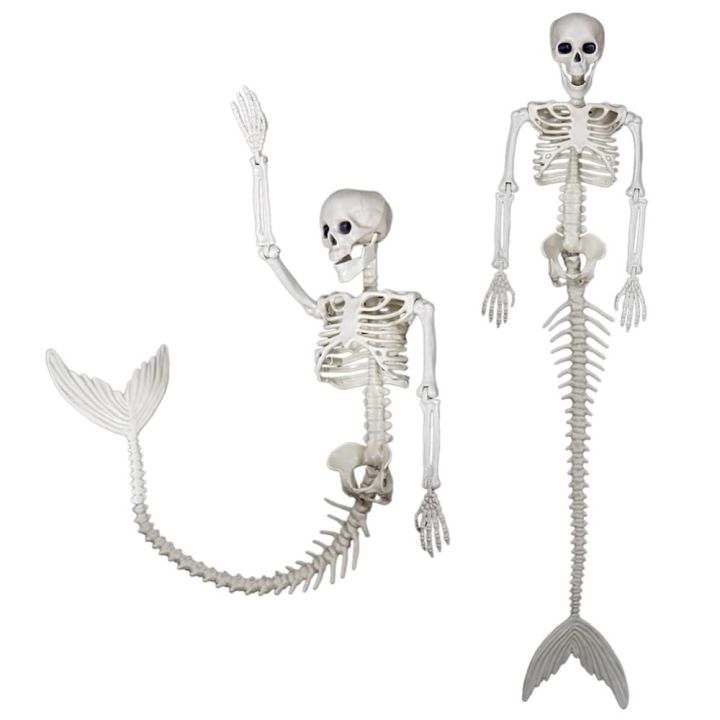 BEIBEI Skeleton Mermaid Skeleton Decoration Flexible Halloween Fish ...