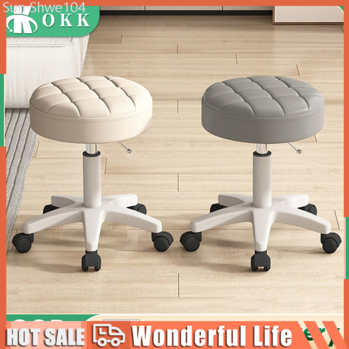 Swivel Round Stool Hydraulic Chair With Wheels Adjustable Height Lounge ...