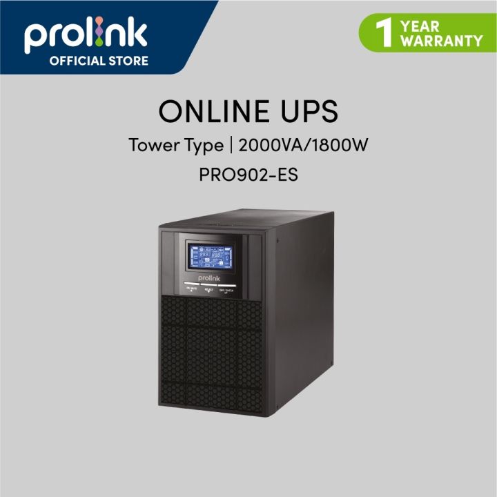 Prolink Pro902-ES 2KVA 1800W Pure Sine Wave Online UPS with AVR for ...