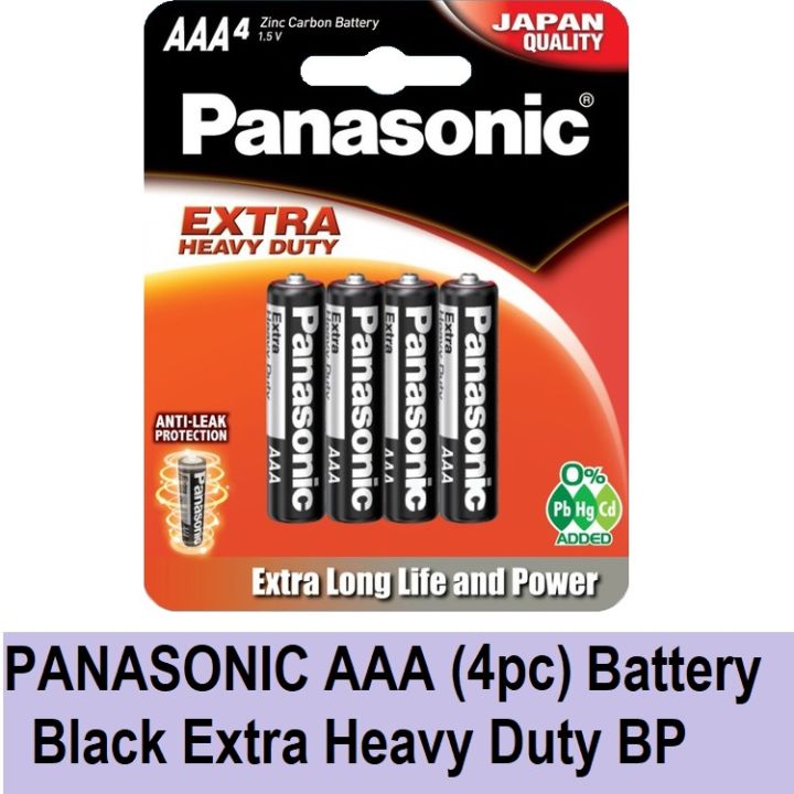 PANASONIC AAA (4pc) Battery Black Extra Heavy Duty 1.5V R03PT/4B-P ...