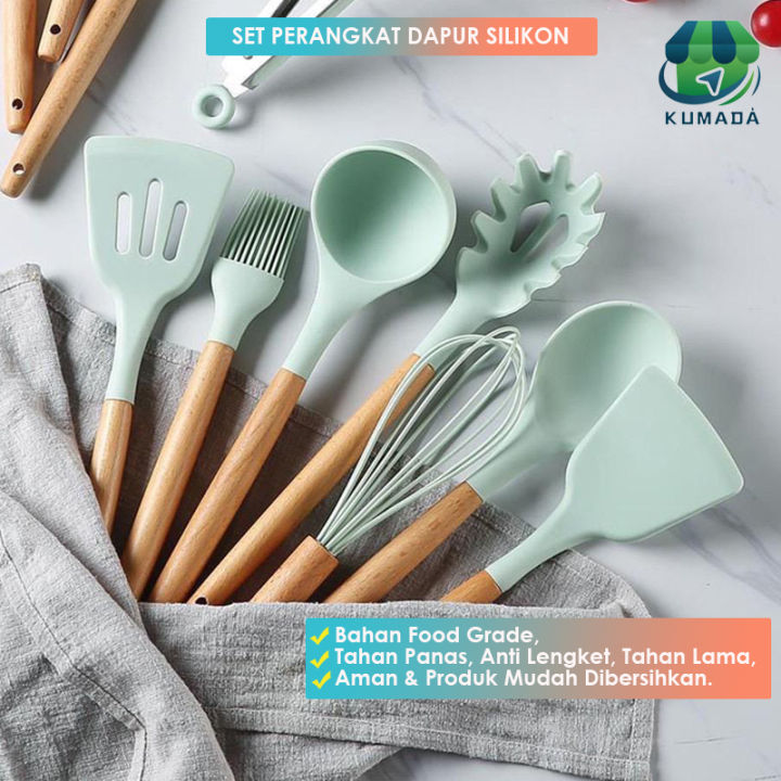 Spatula Silicon Sutil Silicon Dapur Peralatan Masak12in 1Set Silikon ...