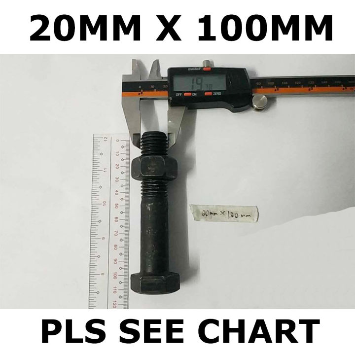 HT BOLT 20MM X 100MM WITH 1 PIECE NUT HI TENSILE ...