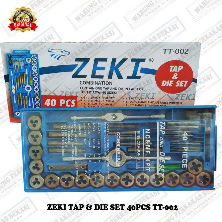 ZEKI 40Pc Tap Die Set 40 Pcs Alat Tap Pembuat Ulir Drat Dalam Luar Set ...