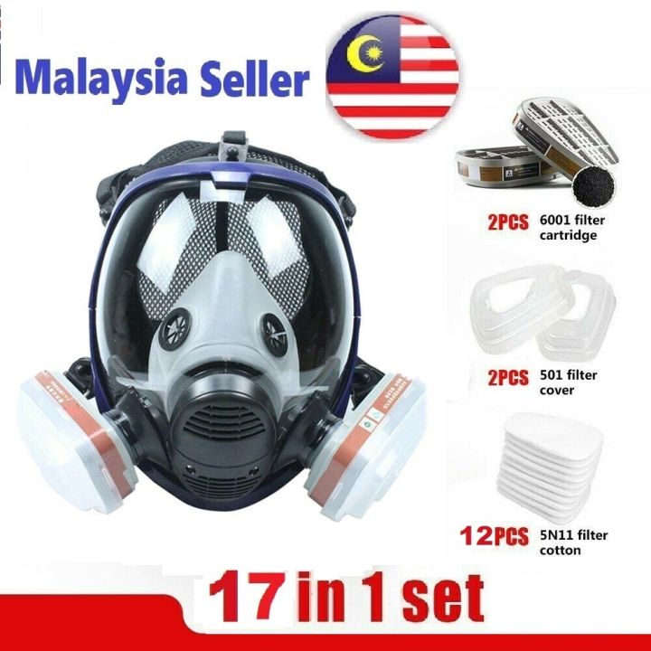 READY STOCK 17 IN 1 Gas Mask 6800 Full Face Gas Mask Respirator Paint ...