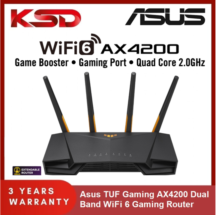 ASUS TUF-AX4200 WiFi 6 AX4200 TUF Gaming Wireless Router Dual Band Game ...