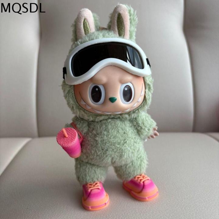 MQSDL White Labubu Pendant Ski Acrylic Cool Plush Doll Glasses Fashion ...