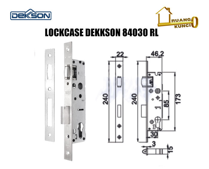 MORTISE LOCK DEKKSON 84030 RL SSS BODY KUNCI PELOR LOCKASE SWING ...