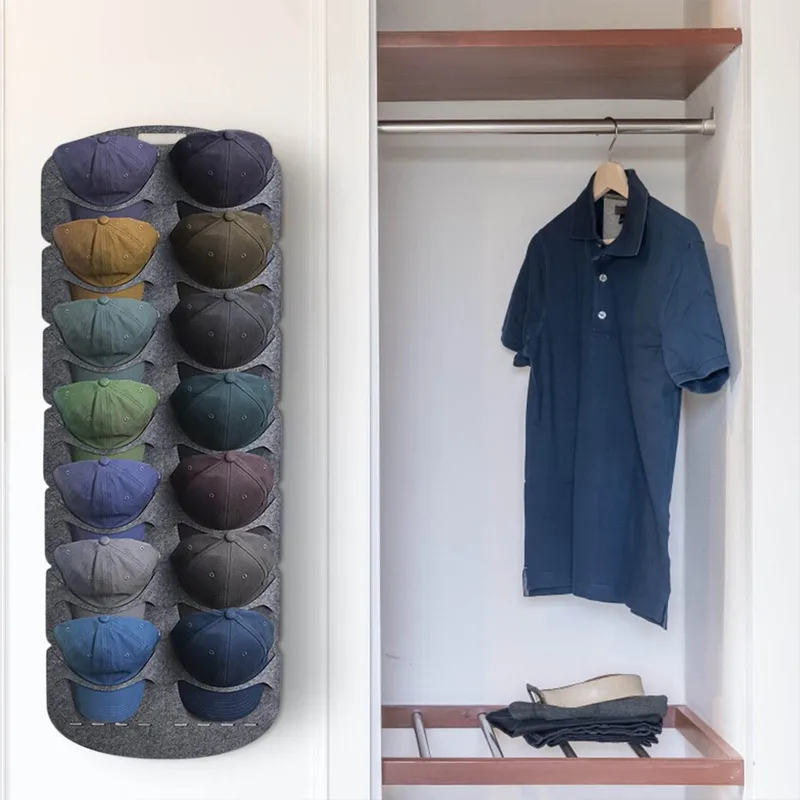Door Back Wall Felt Hat Holder Baseball Cap Display Rack Felt Wall ...