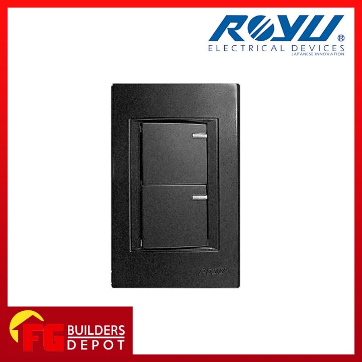 ROYU 2 GANG SWITCH SET MR503 BLACK | Lazada PH