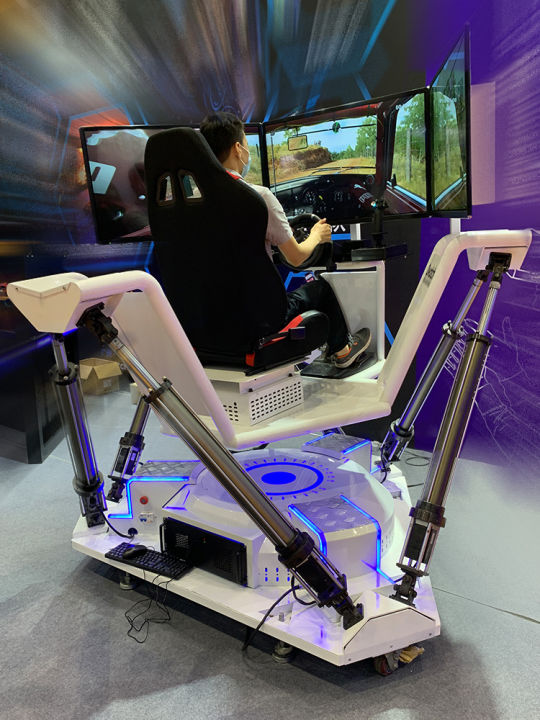 Three-screen six-axis large-scale somatosensory racing simulator ...