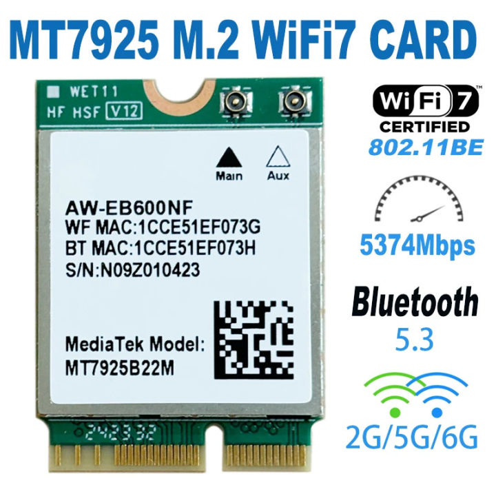 Mt7925 wifi7 Bluetooth network card 5.3 m. 2 listed wireless adapter 5400mbps tri band 2.4g 5G ...