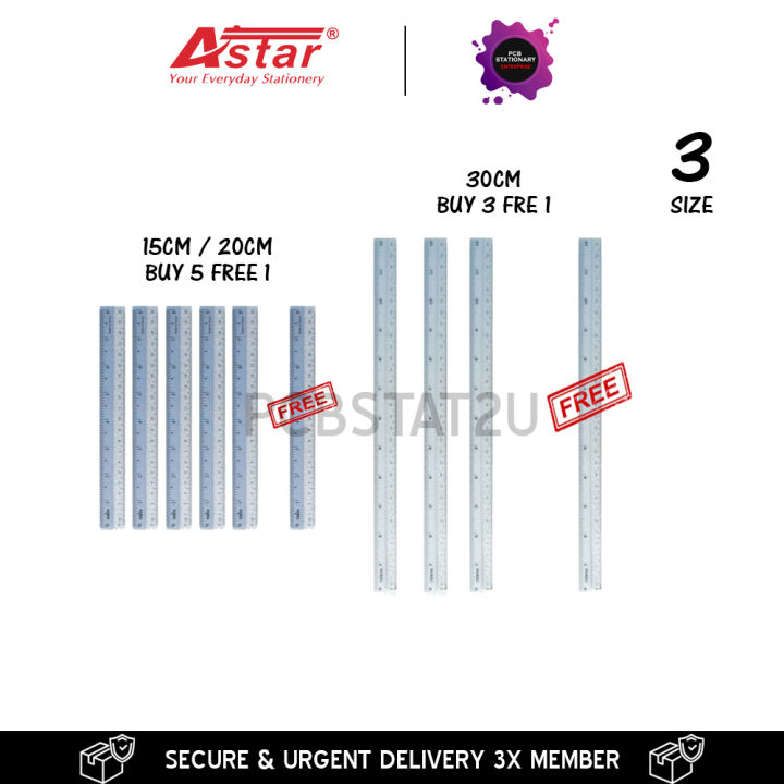 Astar Straight Ruler Plastic 15cm/20cm/30cm Pembaris | Lazada