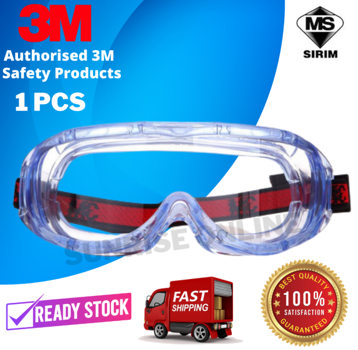 (ORIGINAL) 3M 1623AF Safety Goggles For Chemical Splash (Clear) Glasses ...