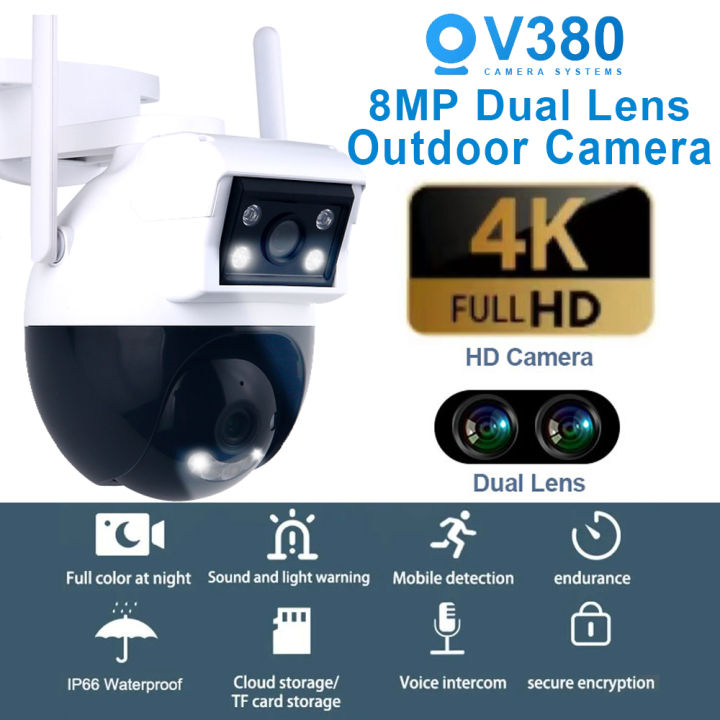 V380 Pro cctv camera Outdoor waterproof 8MP Dual Lens CCTV camera ...