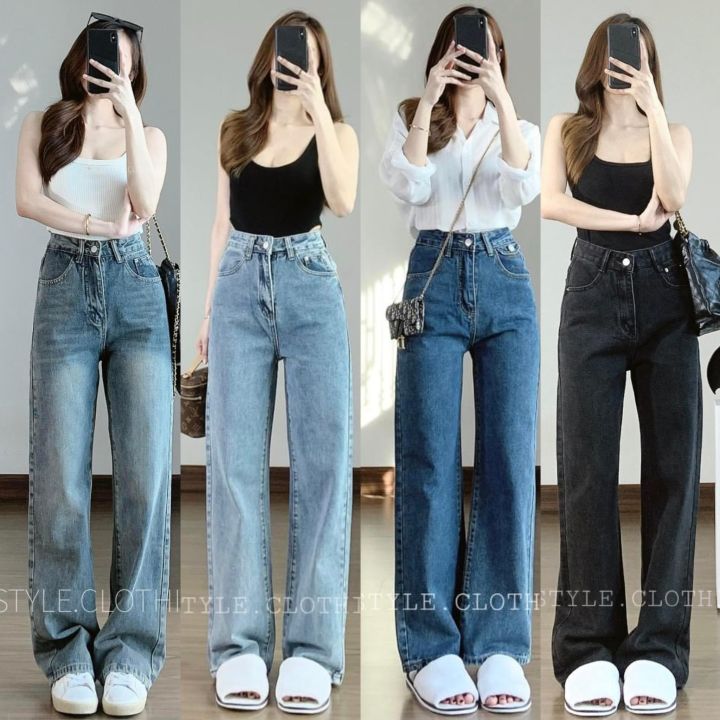 👖 Maygan 👍 กางเกงยีนส์ กางเกงขายาว ทรงกระบอก เอวสูง ทรงสวย งานละเอียด ...