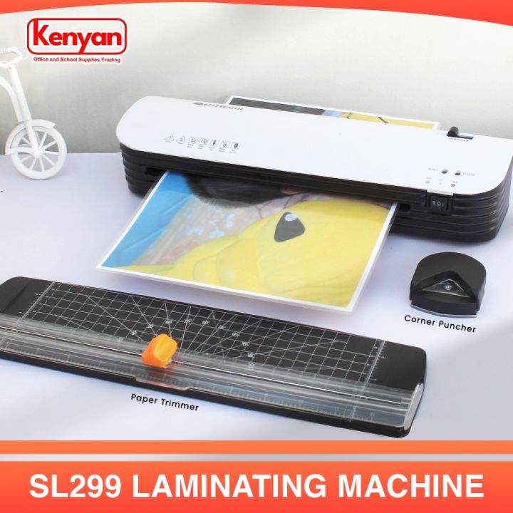 Laminator SL299 A4 size with Paper Cutter and Corner Trimmer Free 10 Sheets Laminating Film ...