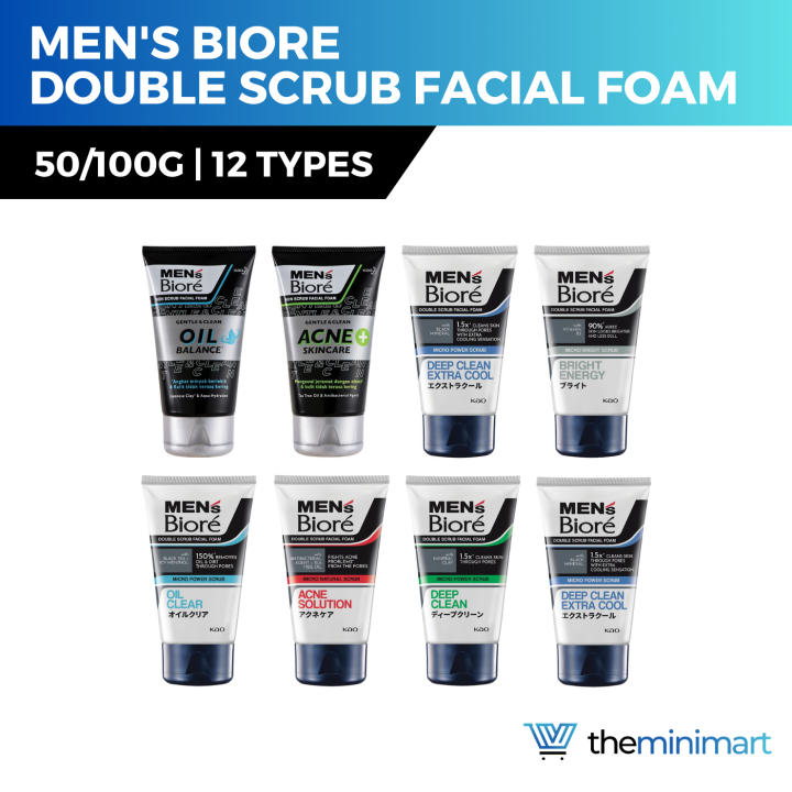 Men's Biore Double Scrub Facial Foam 50g/100g - Acne Solution/Oil Clear ...