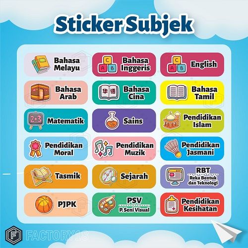 Label Sticker Subjek Sekolah Label Buku Latihan Subject Label Lazada