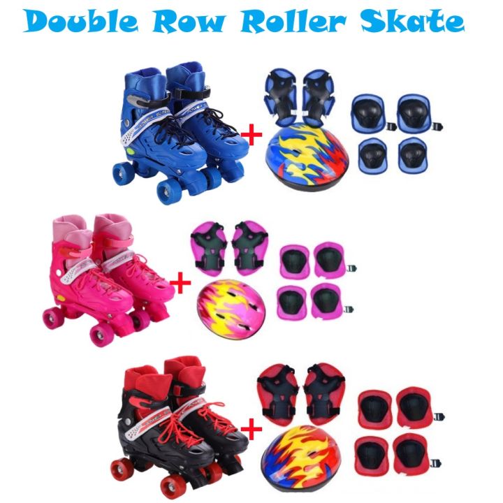 Ready Stock **Free Bag** Double Row Roller Skate Kids Roller Kasut Roda ...