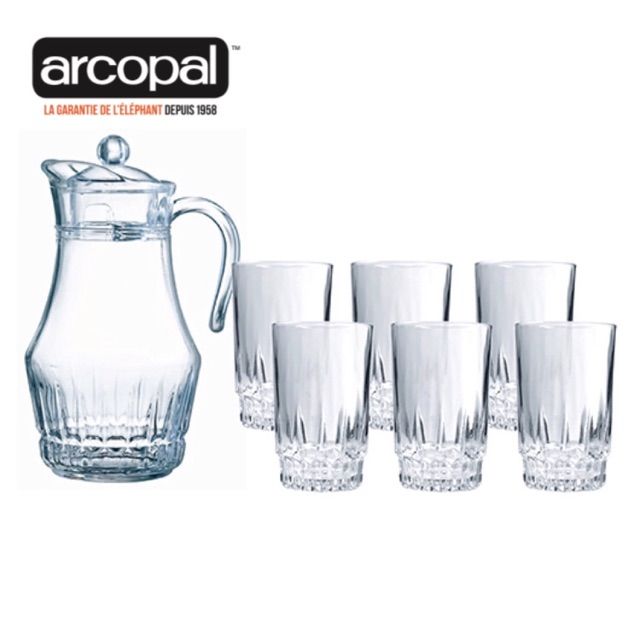 Arcopal 7 Pcs Water Drink Set / Gelas Minuman Set / Drinkware / Jug and ...
