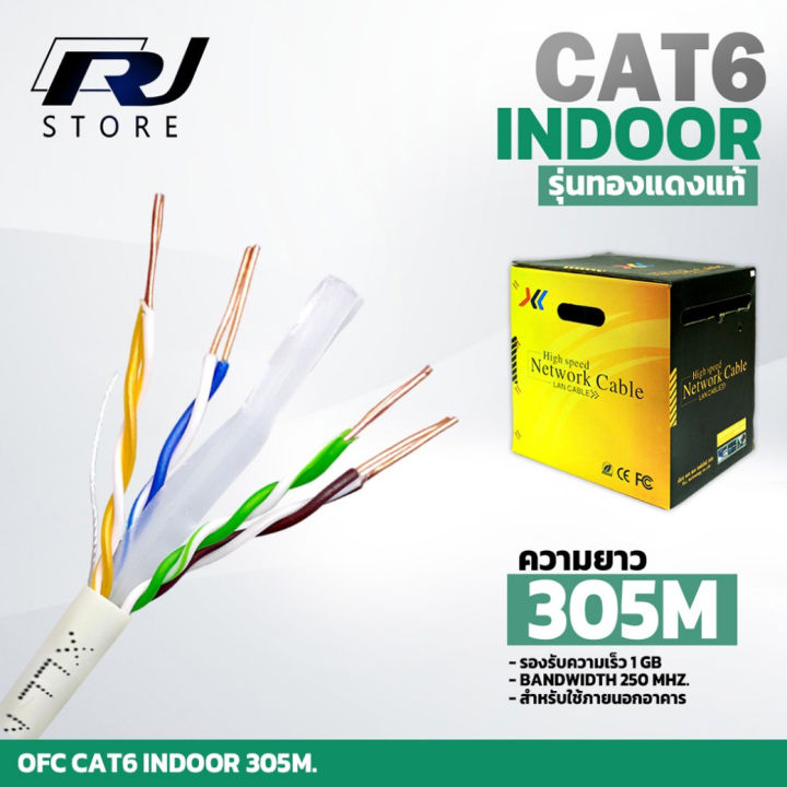 LAN CAT6 Cable Indoor Premium (สาย CAT6 ภายในทองแดง OFC 100%) ความยาว 305 เมตร | Lazada.co.th