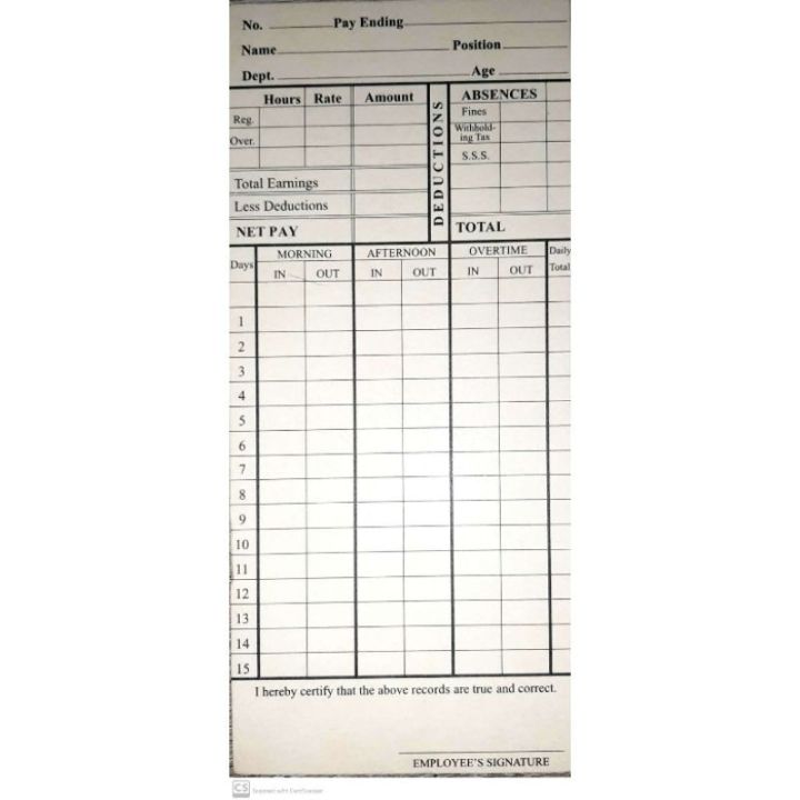 100 Sheets Daily Attendance Monitoring Time Card | Lazada PH