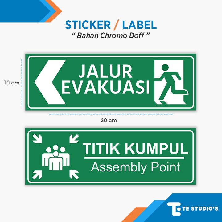 Stiker Jalur Evakuasi Rambu Tanda Sign Titik Kumpul Label Sticker Assembly Point K3 Safety ...