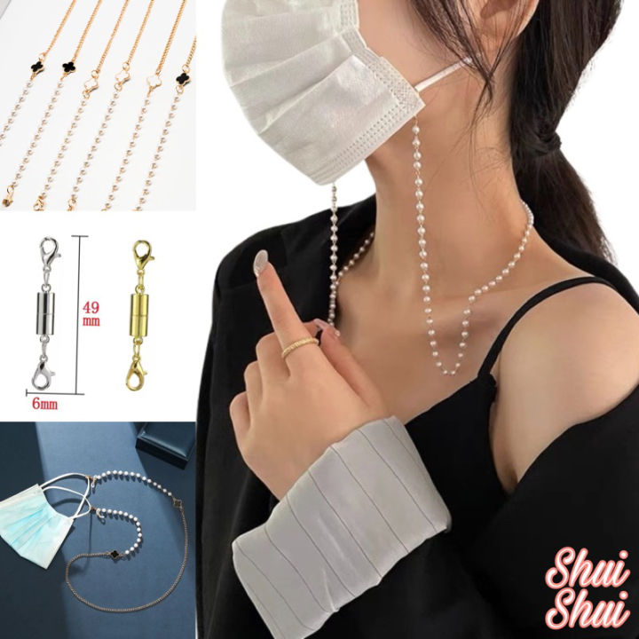 🇲🇾 𝐑𝐞𝐚𝐝𝐲 𝐒𝐭𝐨𝐜𝐤 Mask Chain Tali Mask Pearl Clover Eyeglasses Hanging ...