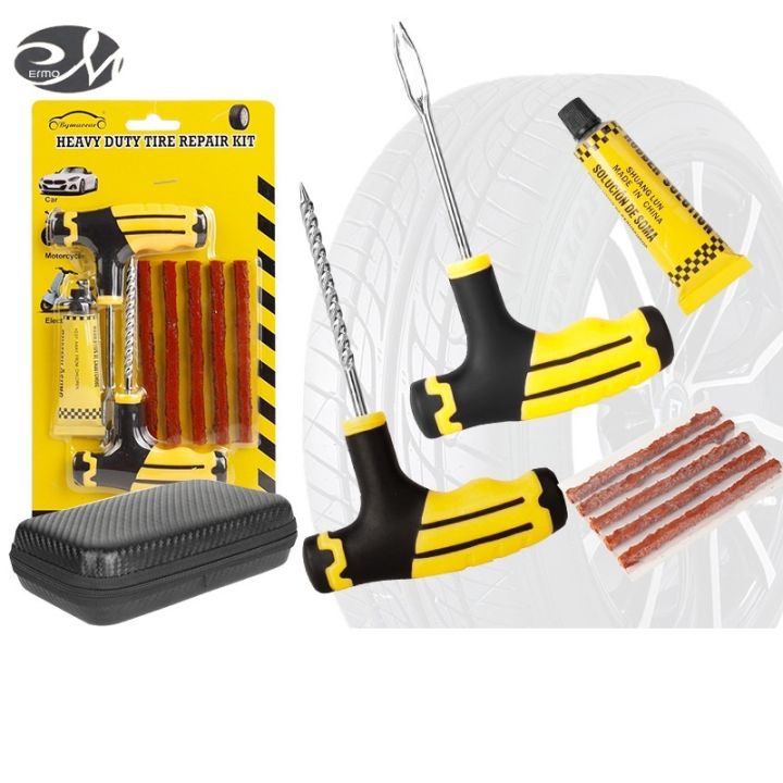 Car tire repair tool set, rubber strip, glue, fast tire repair ...