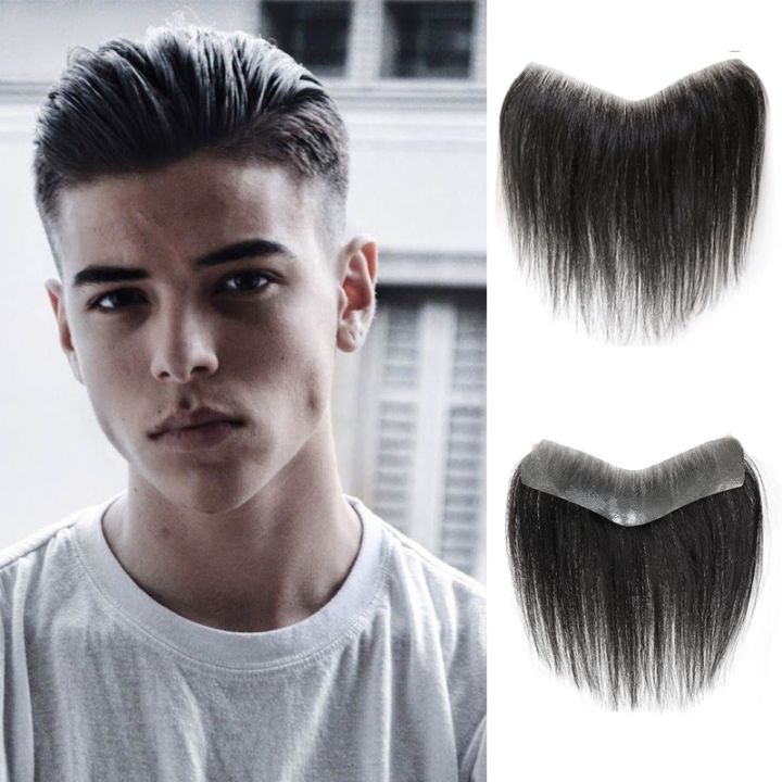 DIANQI Synthetic Front Toupee Transparent Natural Hairline Men V Loop ...
