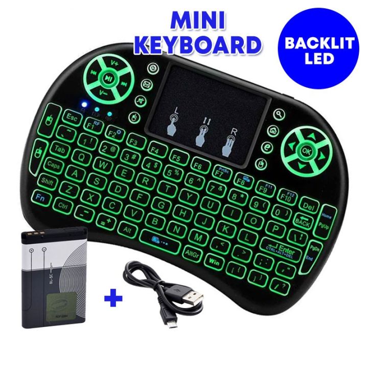 LED Backlit Battery Wireless Mini Keyboard Touchpad USB Bluetooth ...