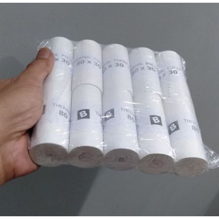 Kertas thermal 80x30 struk kasir coreless printer 80mm 10 roll | Lazada ...