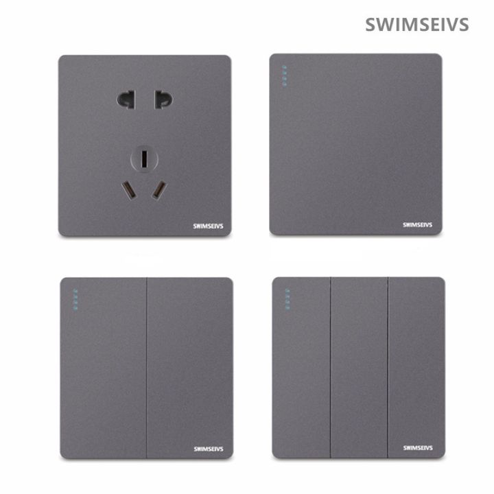 Saklar Dinding Soket 5 PREMIUM GRAY Brushed 1/2/3 Gang 1 Way Stop, Stop ...