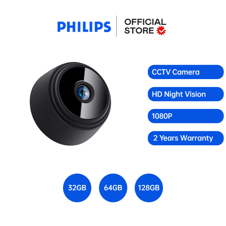 Philips A9 mini Wifi camera wireless cctv set package spy hidden Night ...