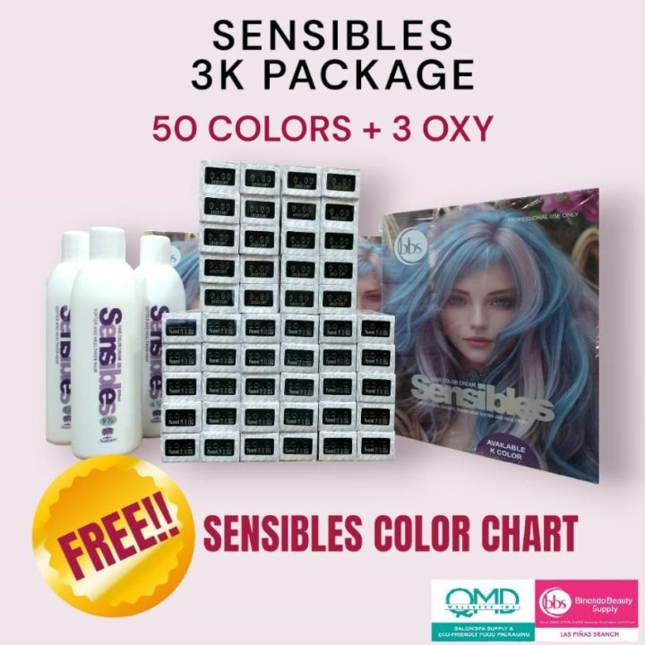 HAIR COLOR WITH PEROXIDE SENSIBLES PACKAGE 50+3 with FREE Premium Color ...