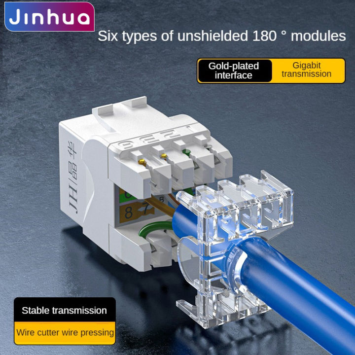 Jinhua Cat6 Network Module Rj45 Gigabit 180 Degree Wiring Module Sharp Design Twisted Pair Cable