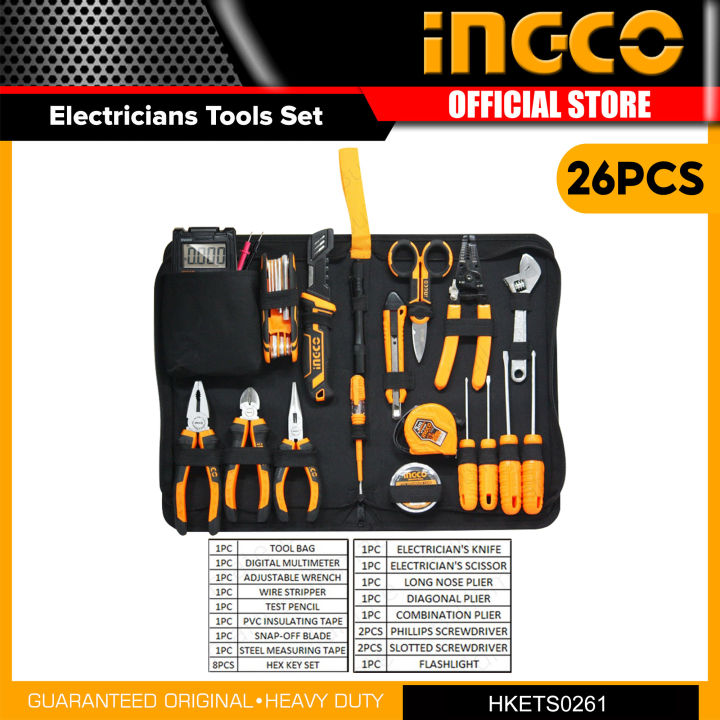 INGCO 26pcs Electricians Tools Set with Bag HKETS0261 IHT | Lazada PH