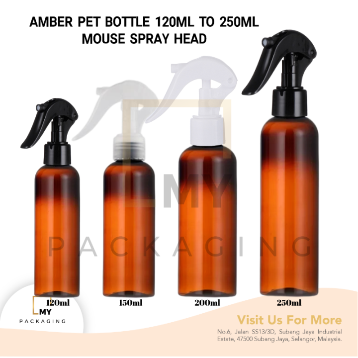 Amber Pet Bottle 120ml to 250ml with Mouse Spray for Toner Face Care ...