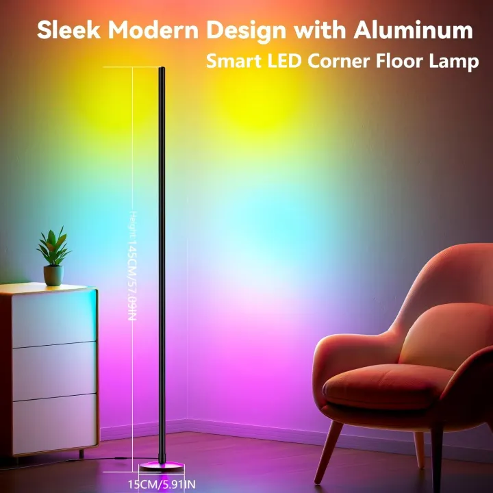 【Thriving】 Corner Floor Lamp RGB IC with APP and Remote Control LED ...