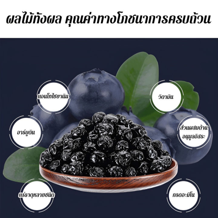 🫐บลูเบอร์รี่แห้ง ปราศจากน้ำตาล ไม่มีการเติมบลูเบอร์รี่ป่า บลูเบอร์รี่ ...